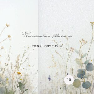 10 Watercolor Wildflowers, Digital Papers, Junk Journal Papers, Floral ...
