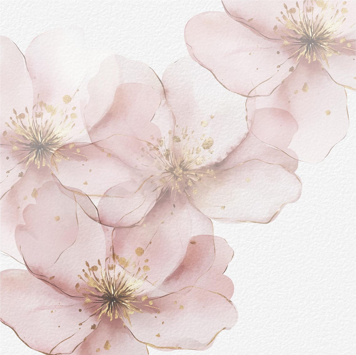 Pink Blush Wild Rose Flower Digital Paper, Printable Watercolor Art ...