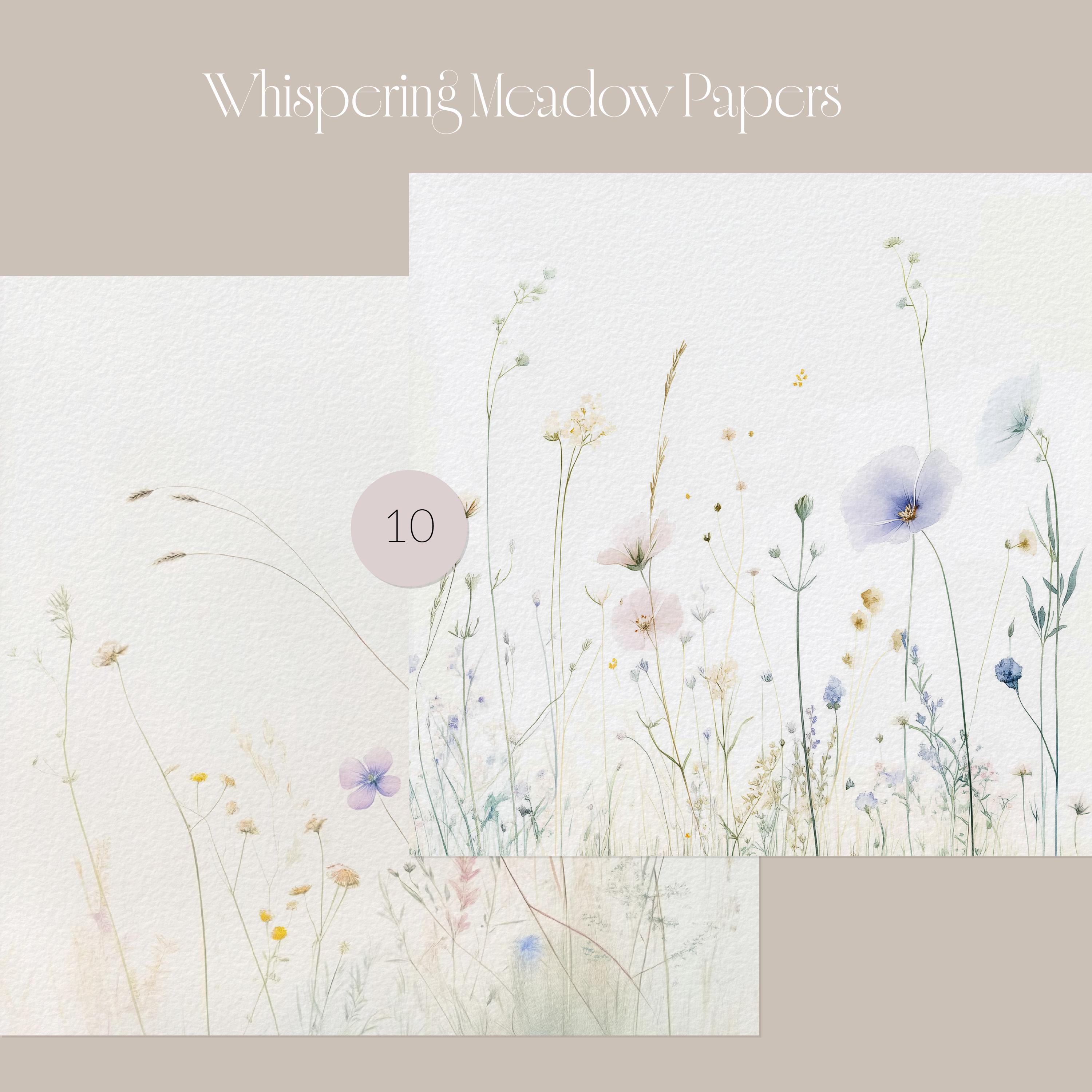 Whispering Meadow Digital Paper Pack, Watercolor Wildflower Backgrounds ...