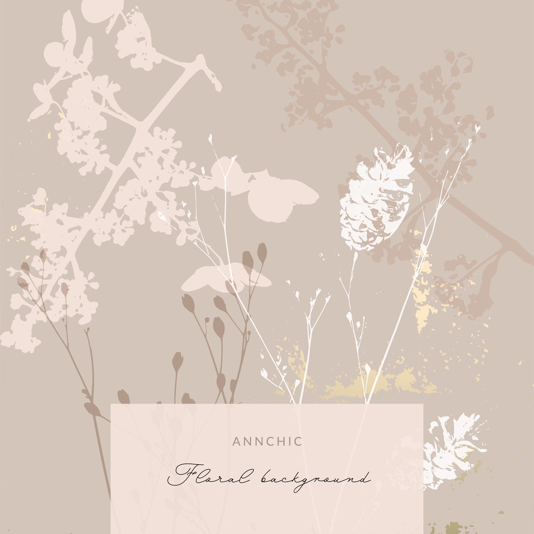 Floral Digital Paper, Watercolor Vector, Botanical Digital Paper, Gold ...