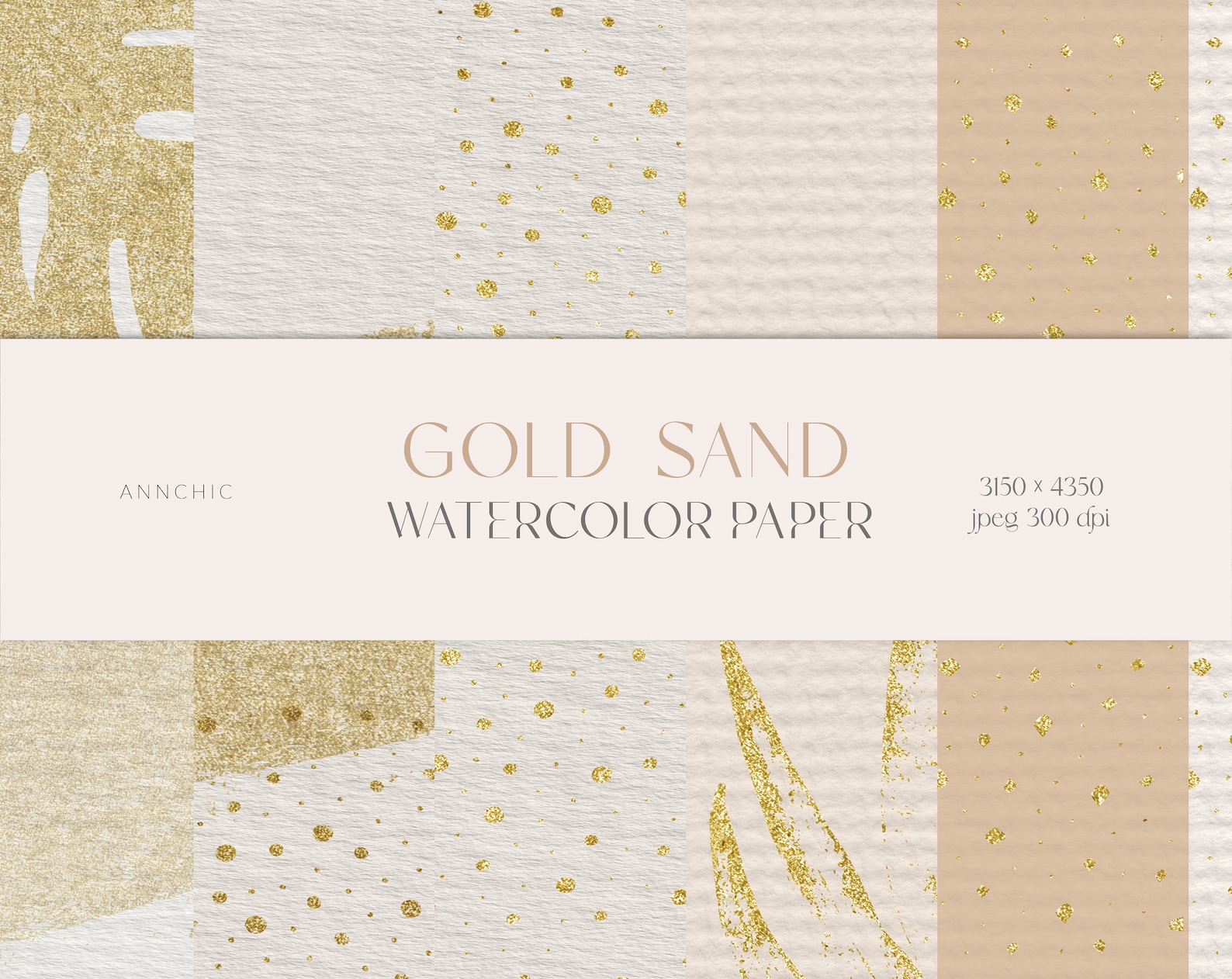 Gold Foil Watercolor Paper - Gold Brush Backgrounds - Gold Foil ...