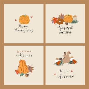 Thanksgiving Autumn Clipart, Fall Clipart, Pumpkin Seamless Pattern ...