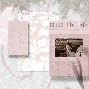 Blush Digital Paper, Pink Gold Marble Textures, Floral Digital Paper ...