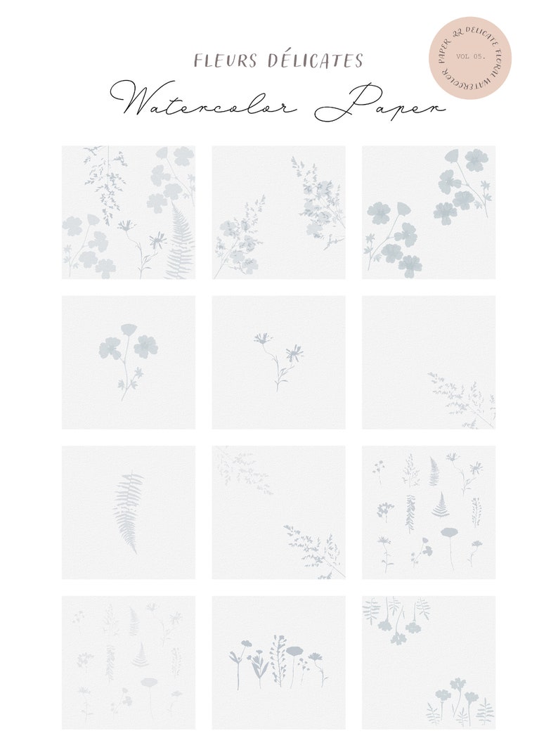 Floral Digital Paper Watercolor Paper Botanical Paper - Etsy