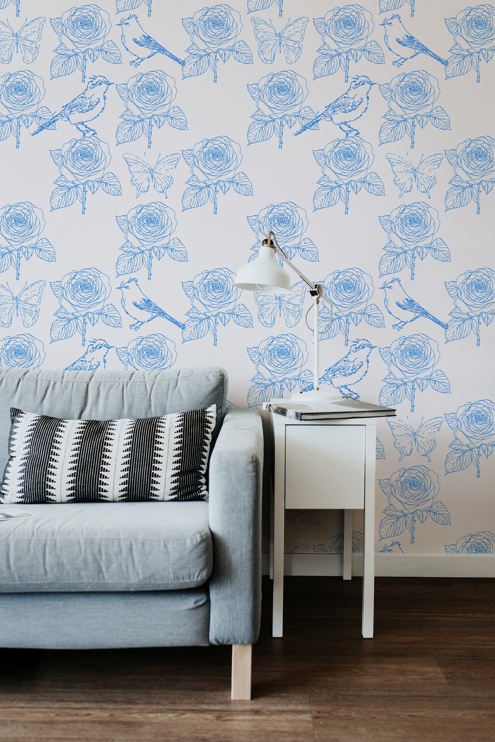 Botanical Toile Seamless Pattern – Spring Birds, Roses & Butterflies ...