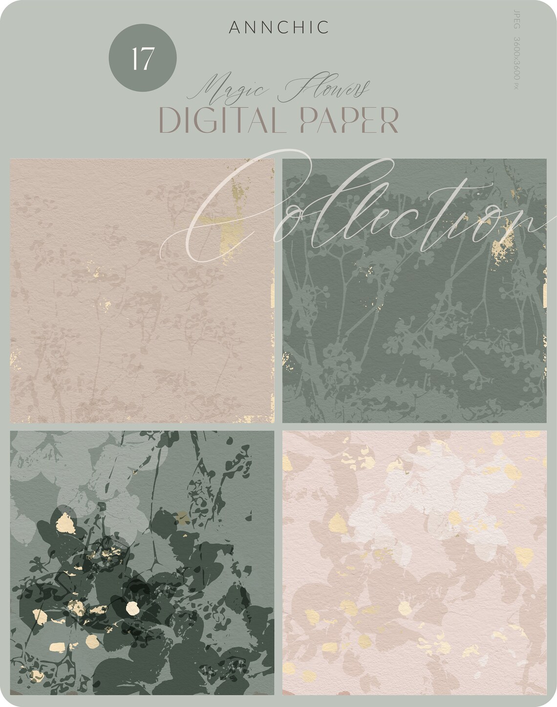 Floral Digital Paper Botanical Digital Paper Flower Paper Floral ...