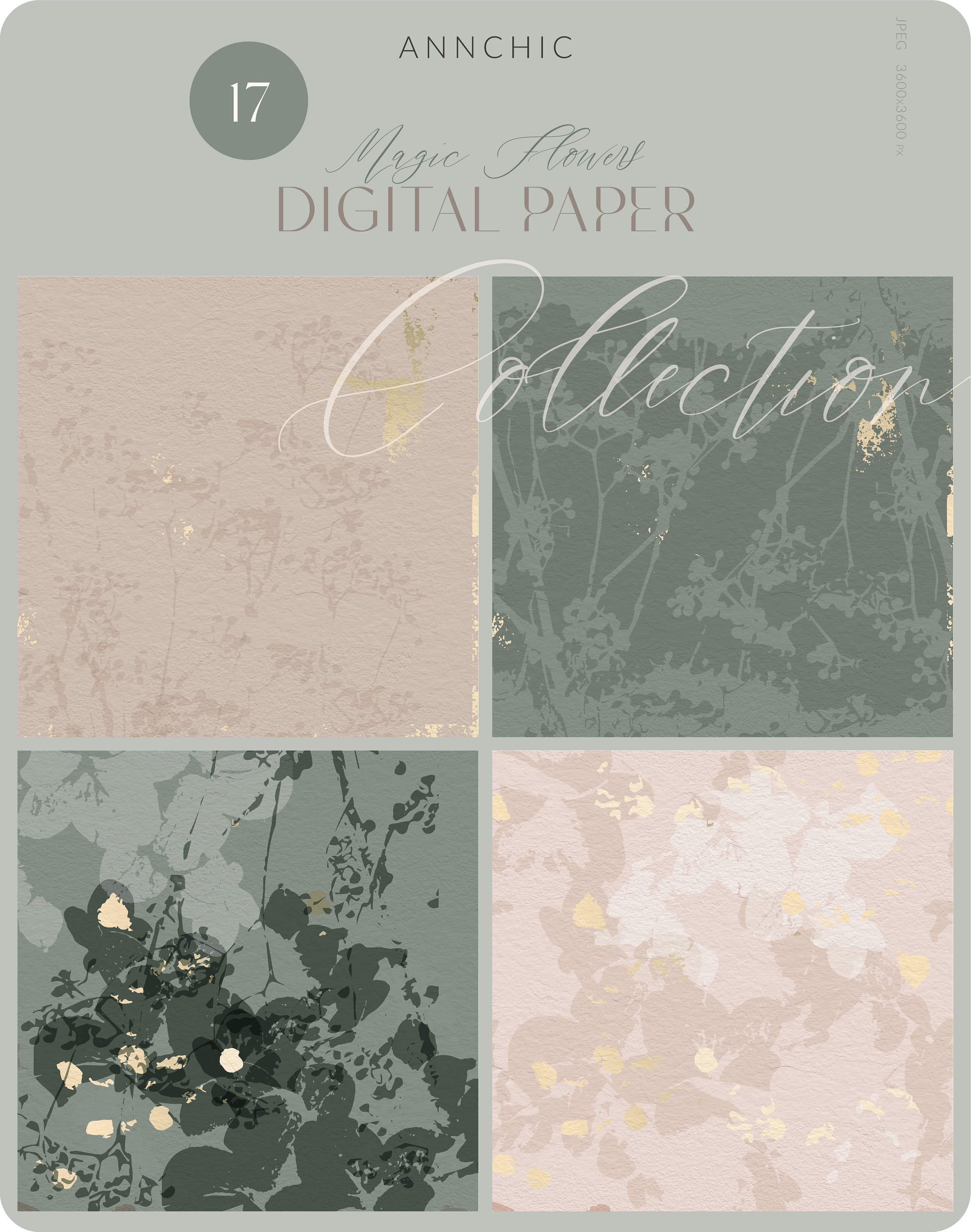 Floral Digital Paper Botanical Digital Paper Flower Paper Floral ...