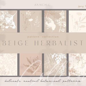 Beige Scrapbooking Craft Papers, Floral Digital Papers, Botanical ...