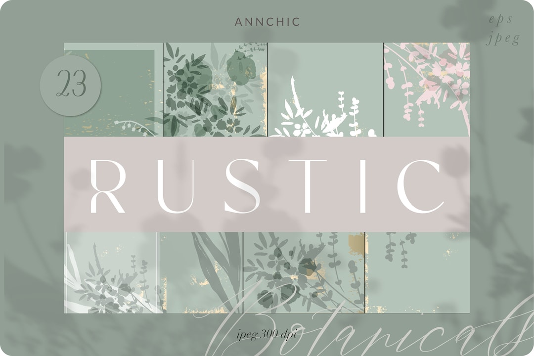 Botanical Digital Paper, Rustic Greenery Art Prints , Wedding ...