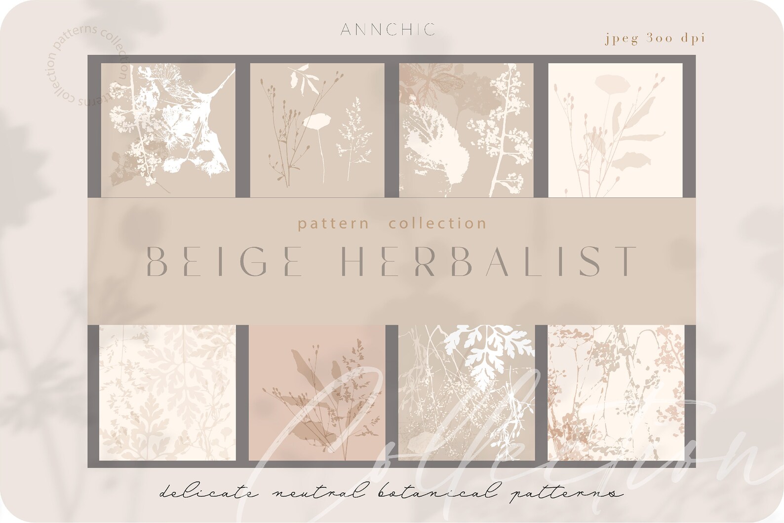 Beige Flower Pattern, Scrapbooking Digital Paper, Botanical Printable ...