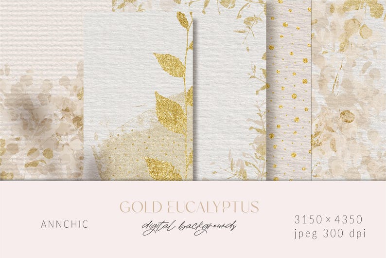 Beige Scrapbooking Craft Papers, Floral Digital Papers, Botanical ...