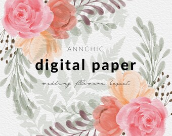 Watercolor Flowers Wedding, Pink Floral Invitation Card, Soft Floral ...