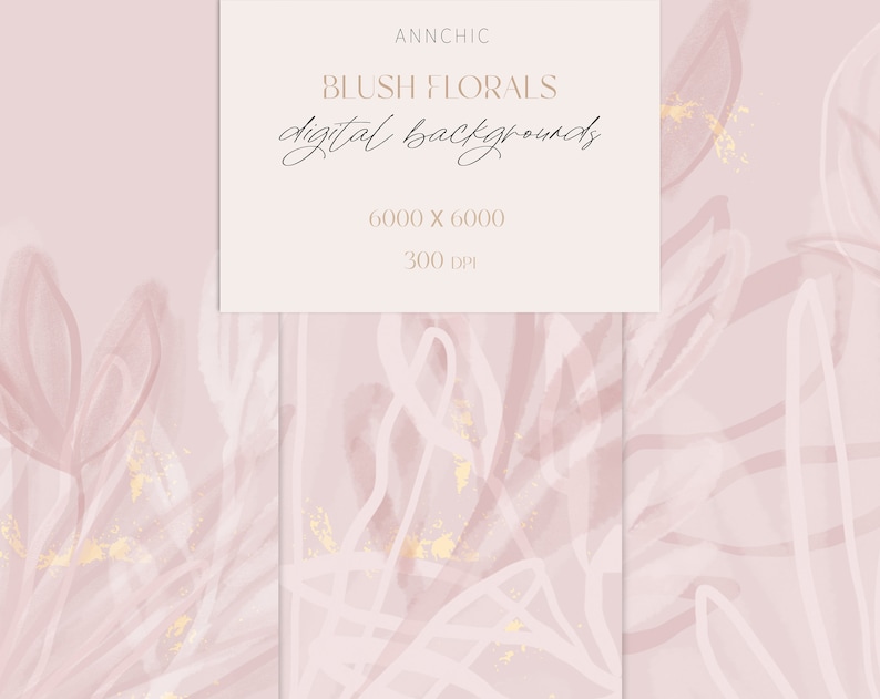 Blush Digital Paper, Pink Gold Marble Textures, Floral Digital Paper ...