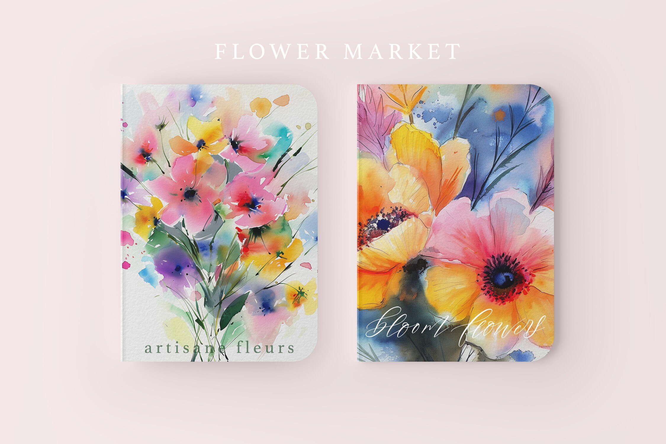 Watercolor Flowers, Digital Paper Abstract Flowers, Summer Bouquets ...