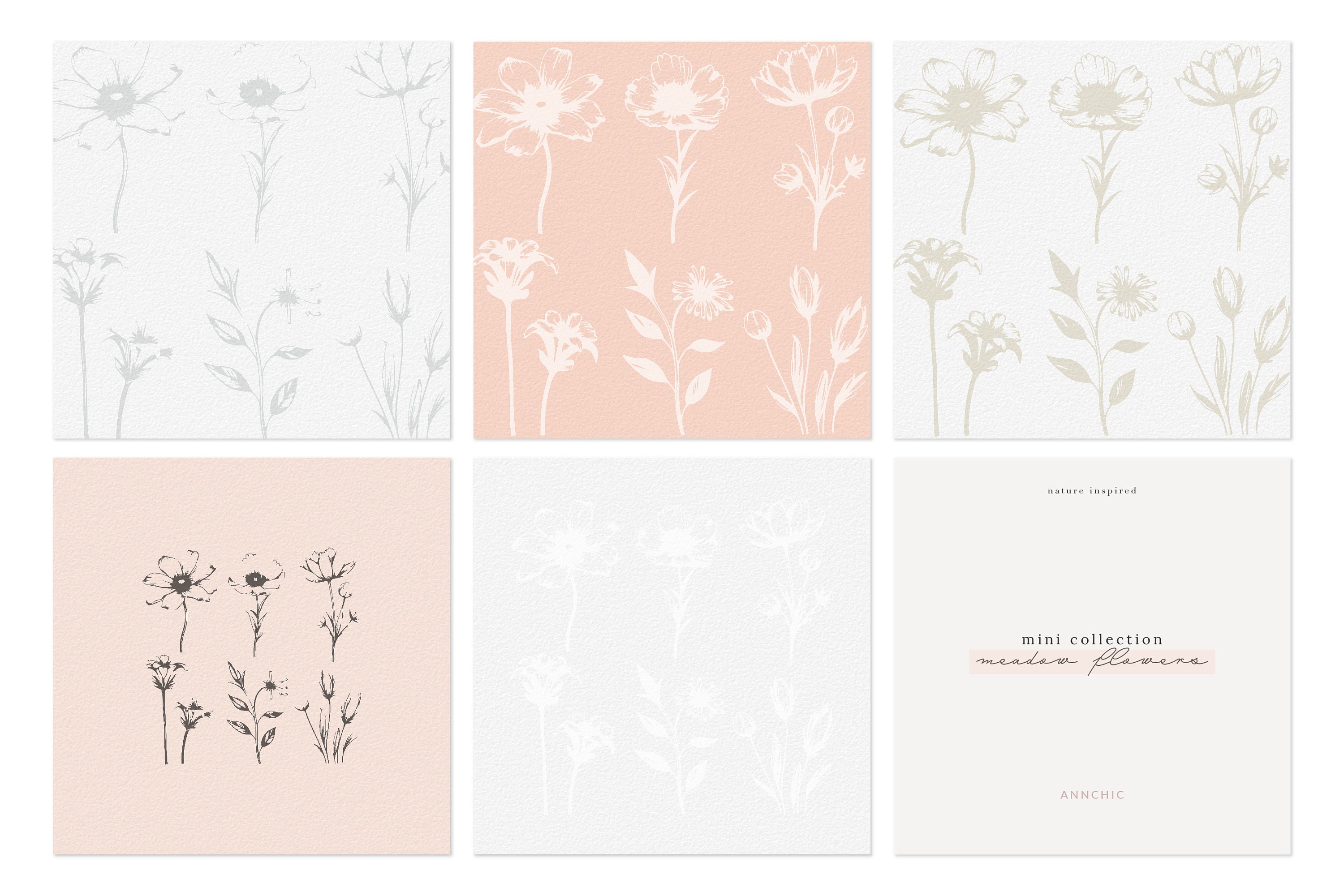 Meadow Flower Digital Paper Watercolor Floral Pattern, Herb Botanical ...