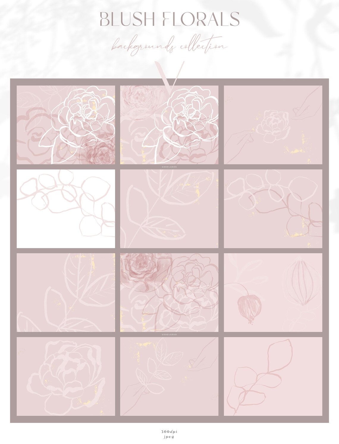 Blush Digital Paper, Pink Gold Marble Textures, Floral Digital Paper ...