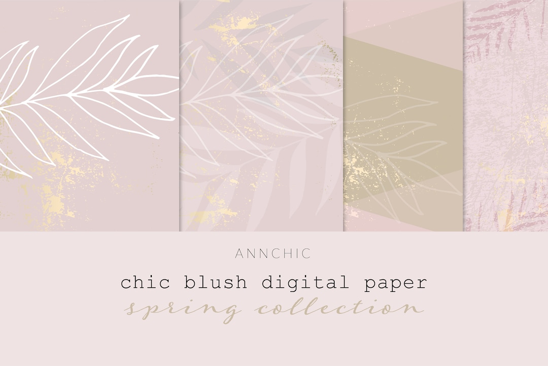 Spring Digital Paper - Botanical Digital Paper - Floral Paper - Blush ...