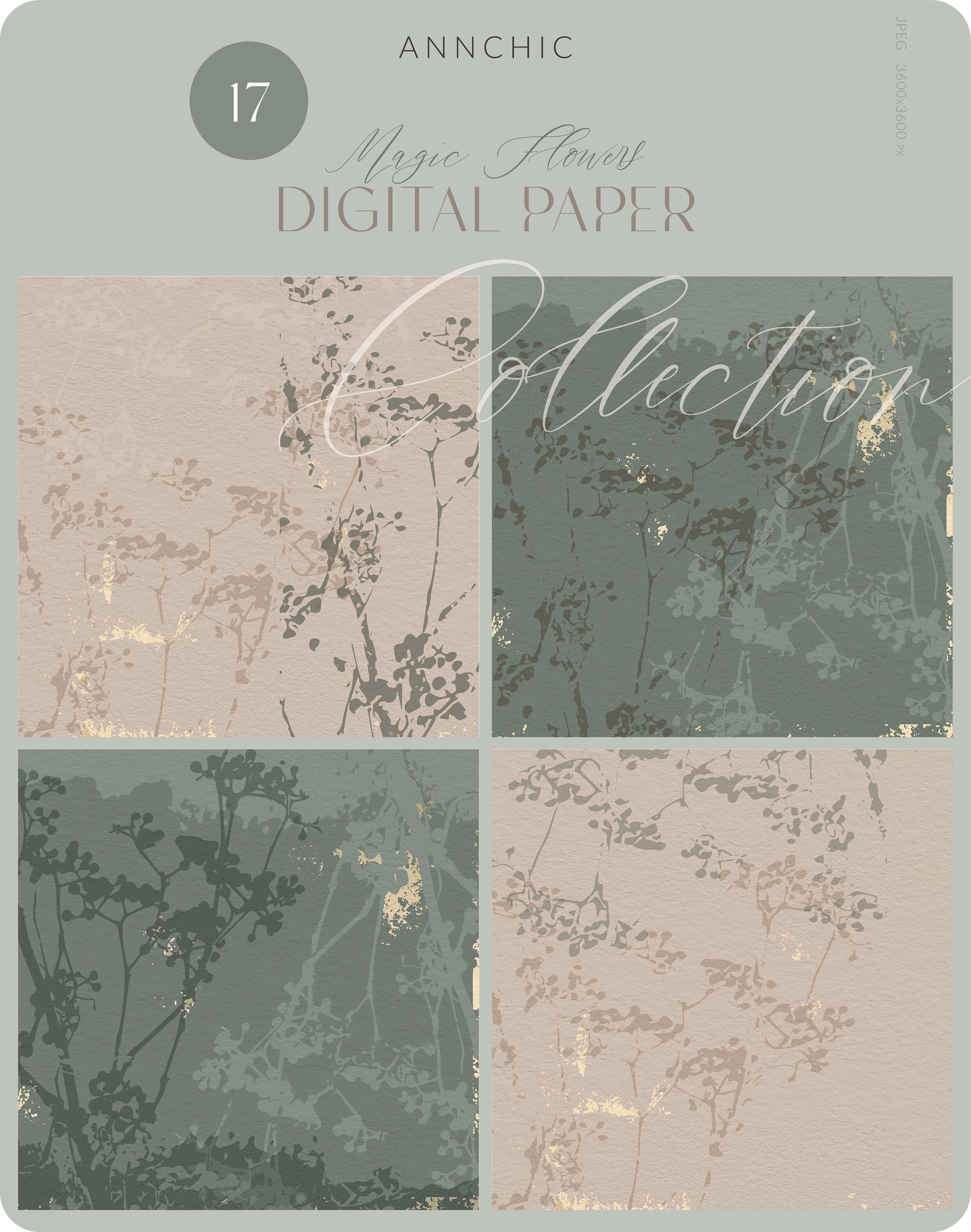 Floral Digital Paper Botanical Digital Paper Flower Paper Floral ...