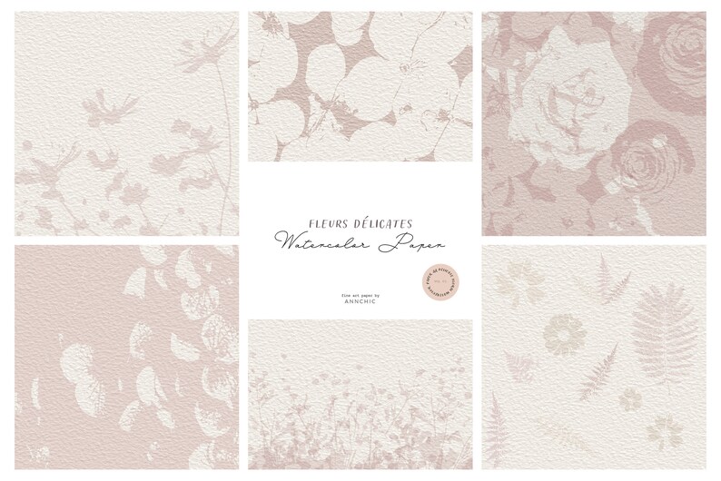 Floral Digital Paper, Watercolor Paper, Botanical Digital Paper, Rose ...