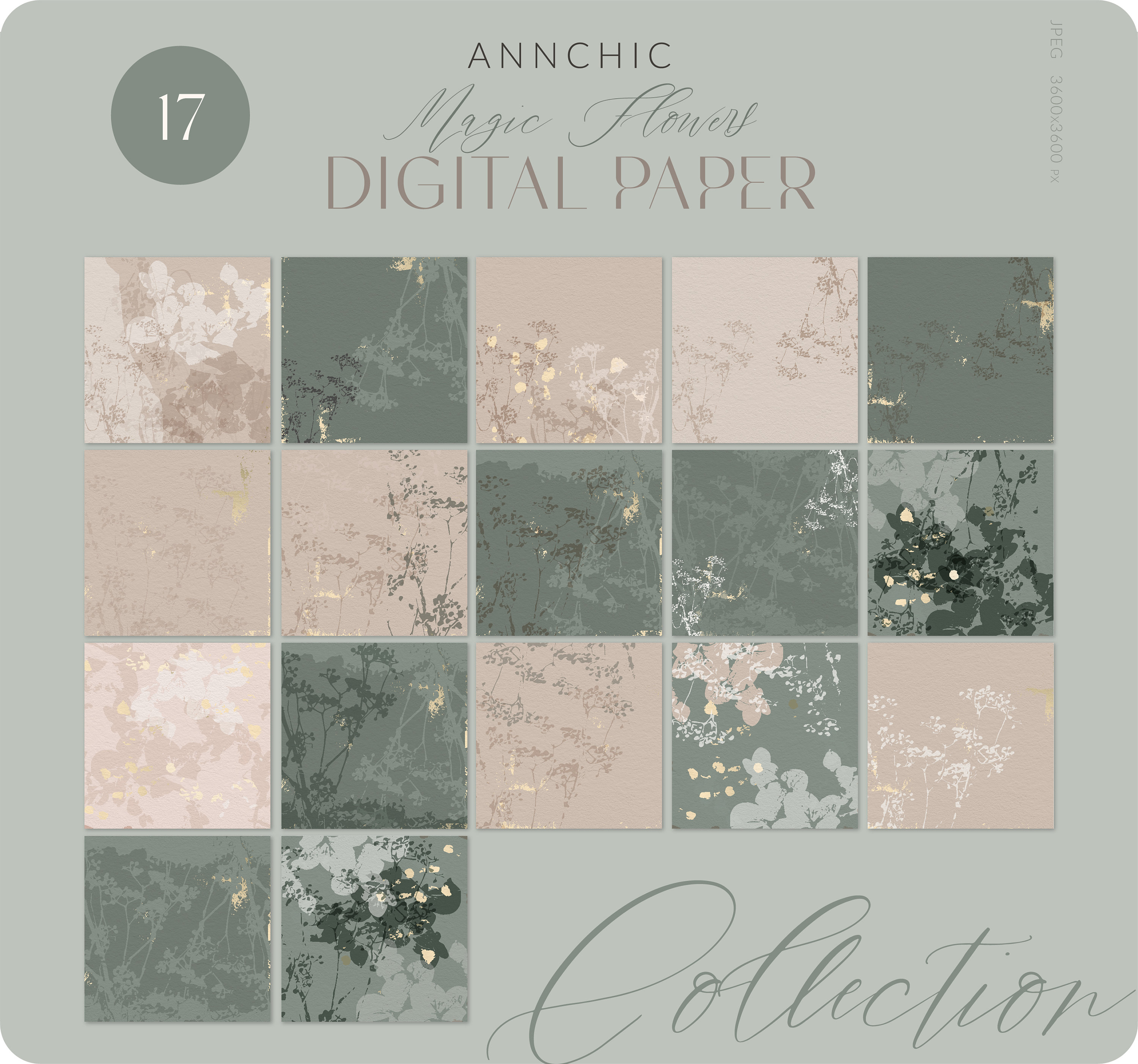 Floral Digital Paper Botanical Digital Paper Flower Paper Floral ...