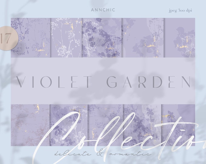 Scrapbooking Digital Paper, Purple Floral Patterns, Botanical Textures ...