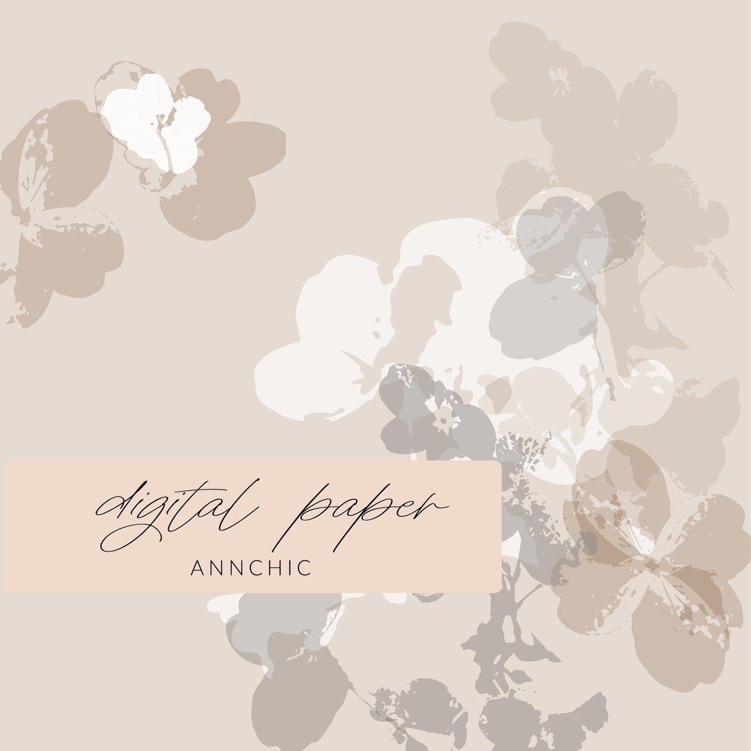 Floral Digital Paper, Boho Paper, Botanical Digital Paper, Beige Paper ...