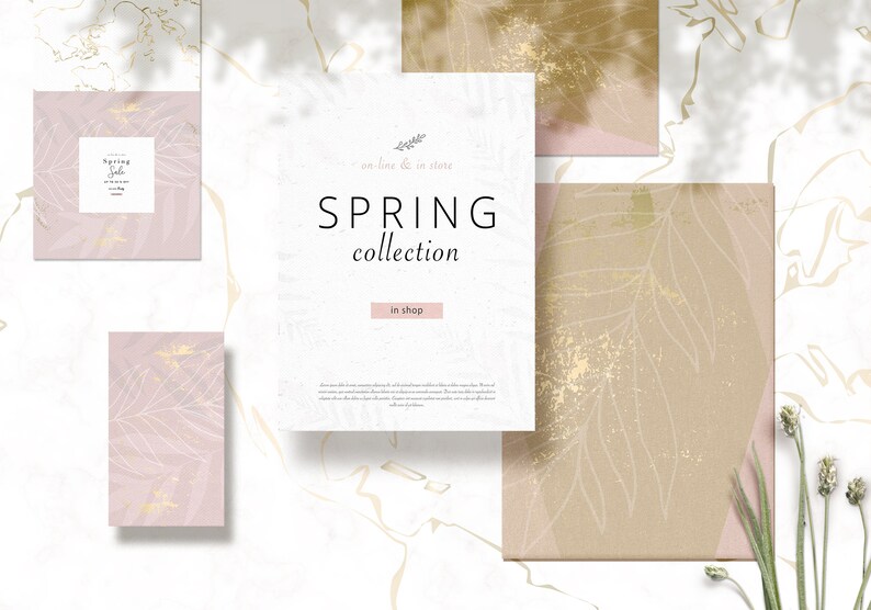 Spring Digital Paper - Botanical Digital Paper - Floral Paper - Gold ...