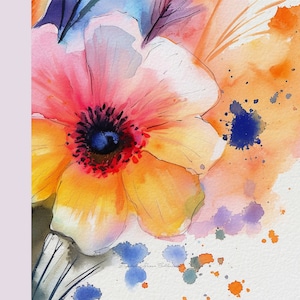 Watercolor Flowers, Digital Paper Abstract Flowers, Summer Bouquets ...