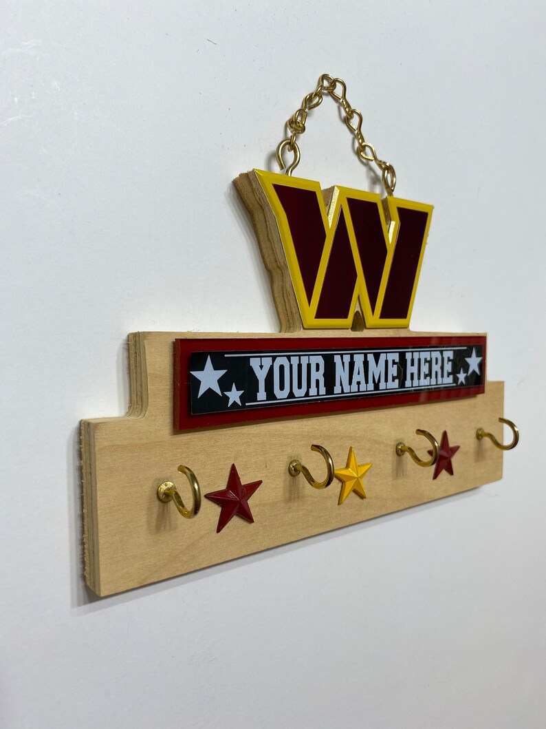 Wooden Keychain Holder wooden Key Rack Holder Organizer for Wall NFL ...