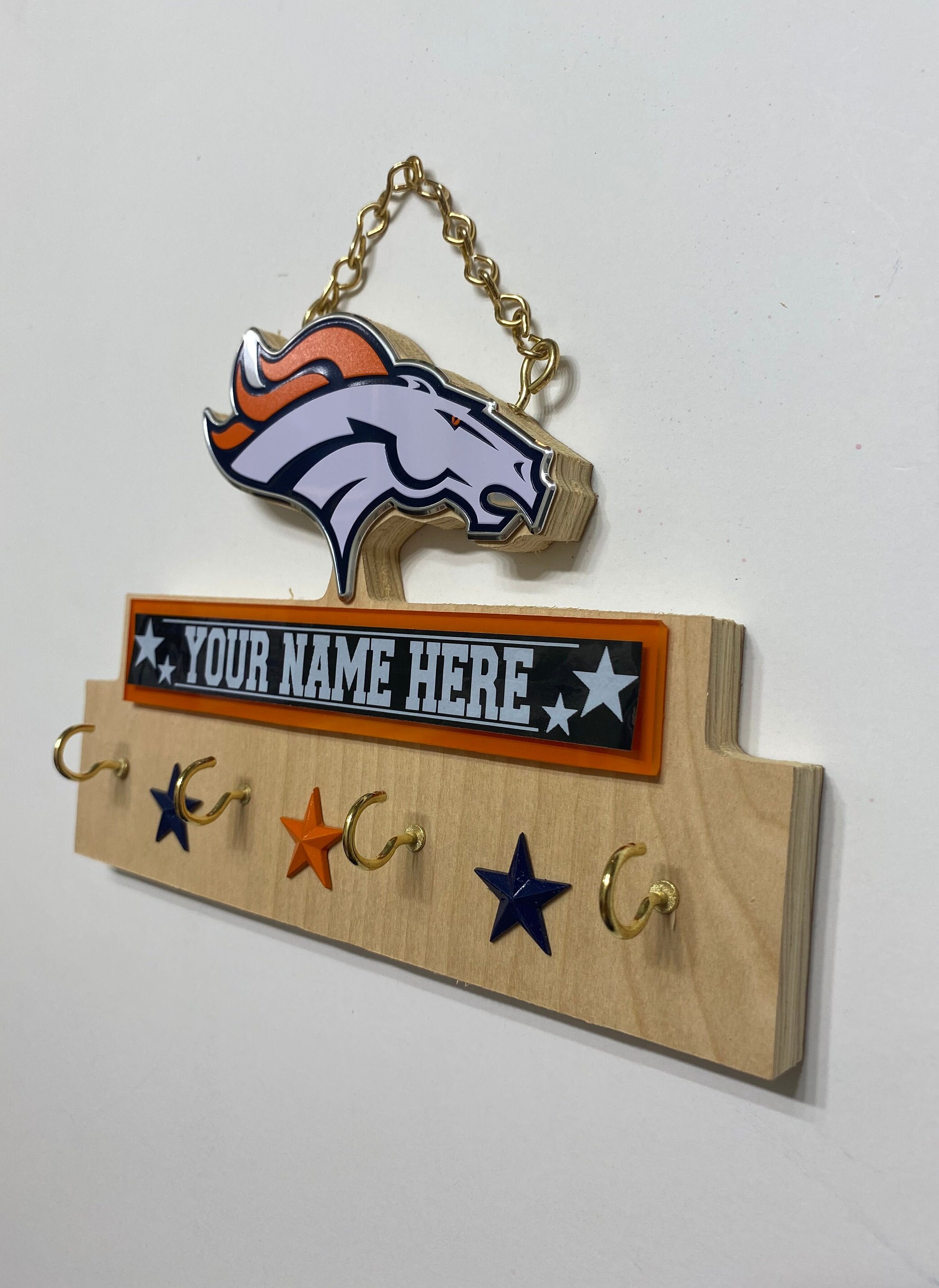 Wooden Keychain Holder Wooden Key Rack Holder Organizer for Wall NFL ...