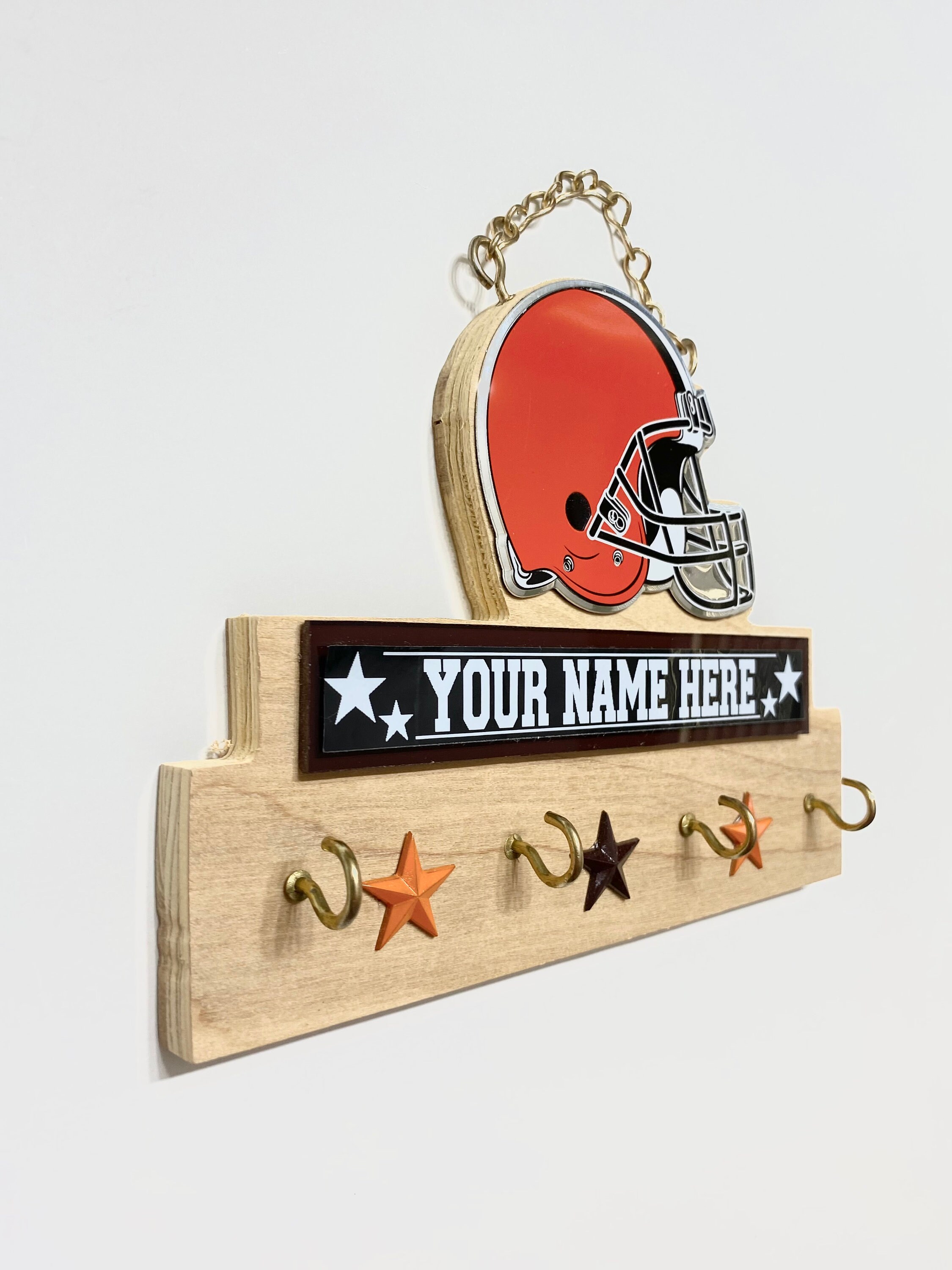 Wooden Keychain Holder Wooden Key Rack Holder Organizer for Wall NFL ...