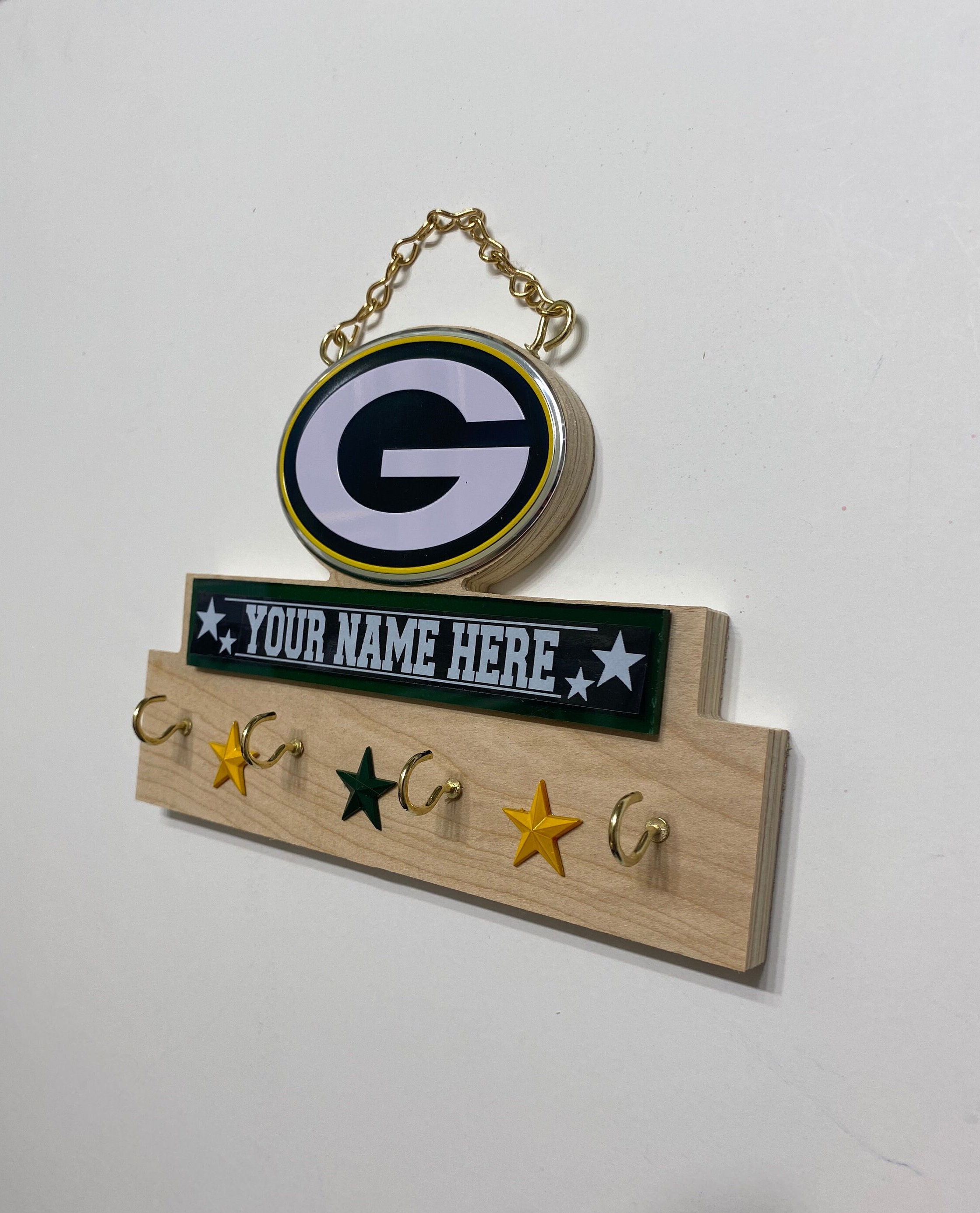 Wooden Keychain Holder Wooden Key Rack Holder Organizer for Wall NFL ...
