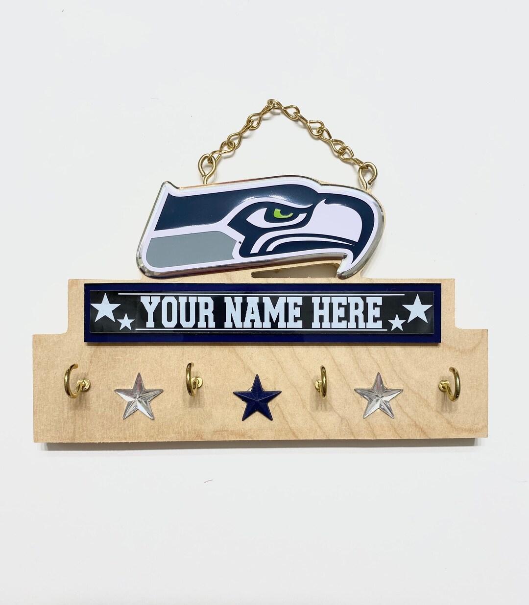 Wooden Keychain Holder Wooden Key Rack Holder Organizer for Wall NFL ...