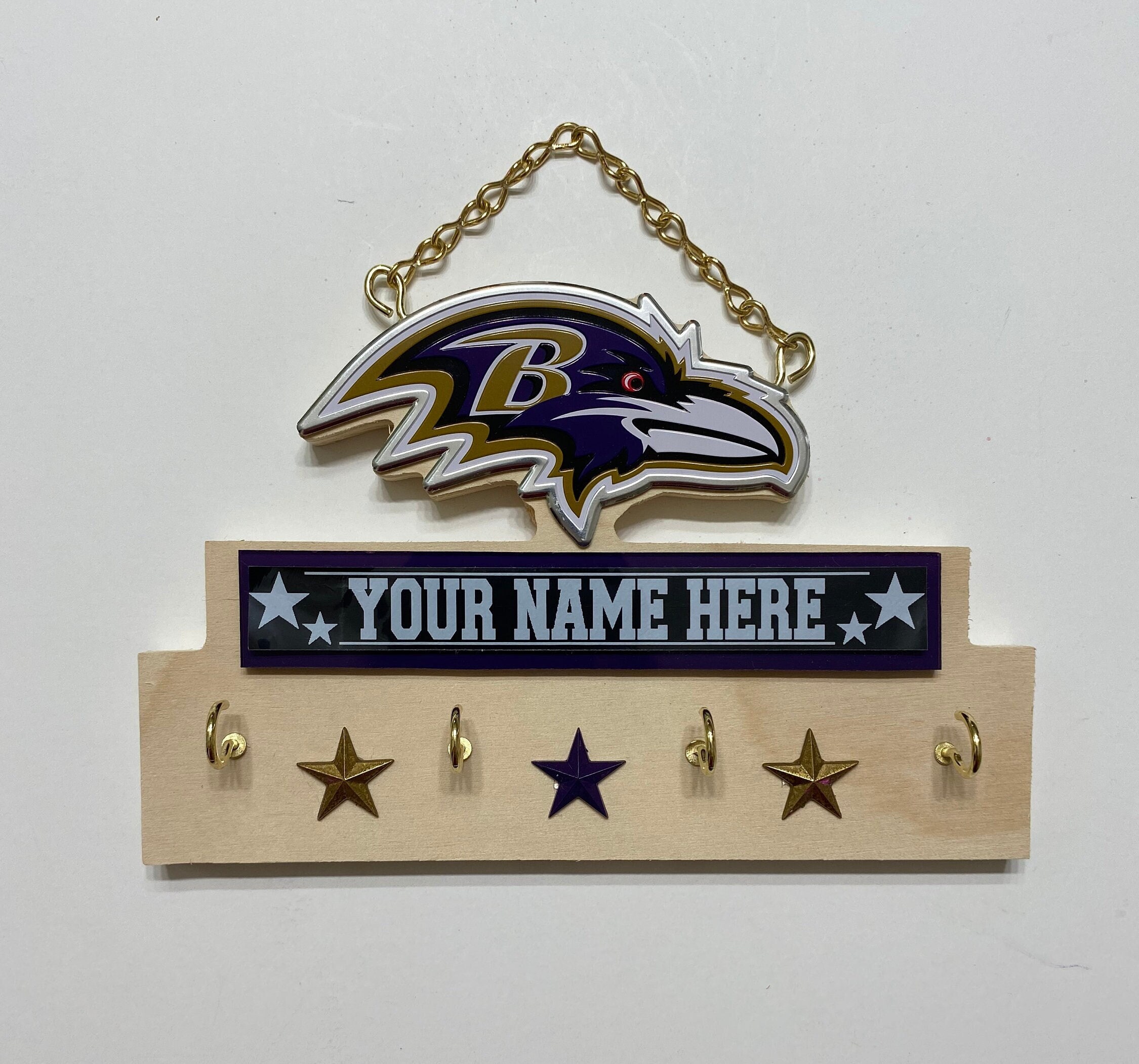 Wooden Keychain Holder Wooden Key Rack Holder Organizer for Wall NFL ...