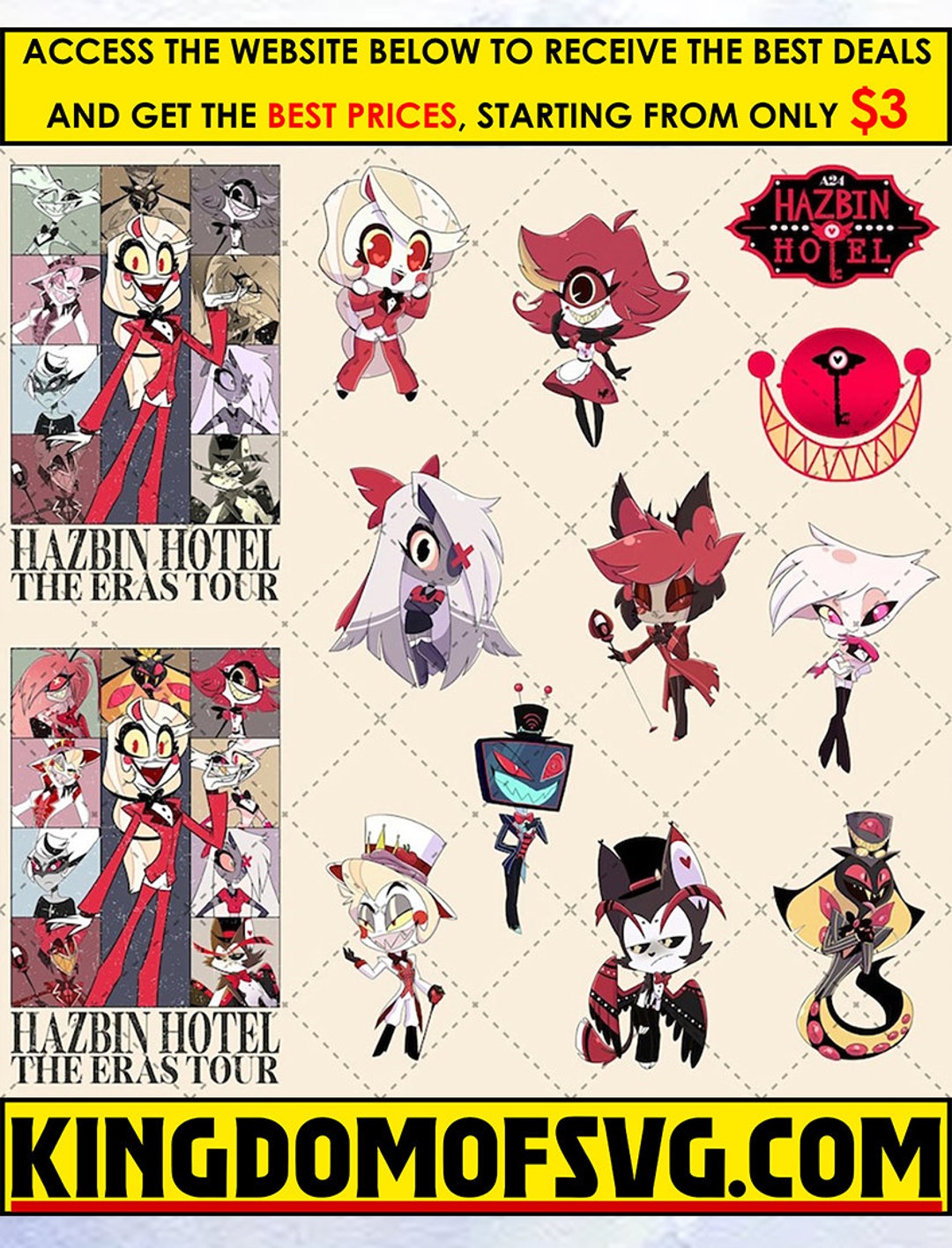Cute Chibi Hotel Characters Bundle Png, Hotel the Eras Tour Shirt ...