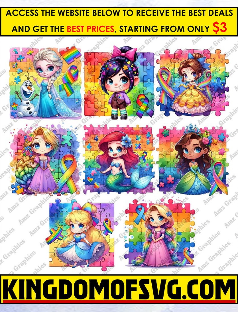 15 Autism Princess Png Bundle, Autism Awareness Png, Awareness Png, Be ...