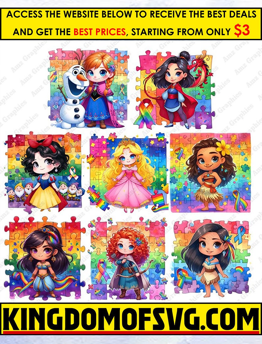 15 Autism Princess Png Bundle, Autism Awareness Png, Awareness Png, Be ...