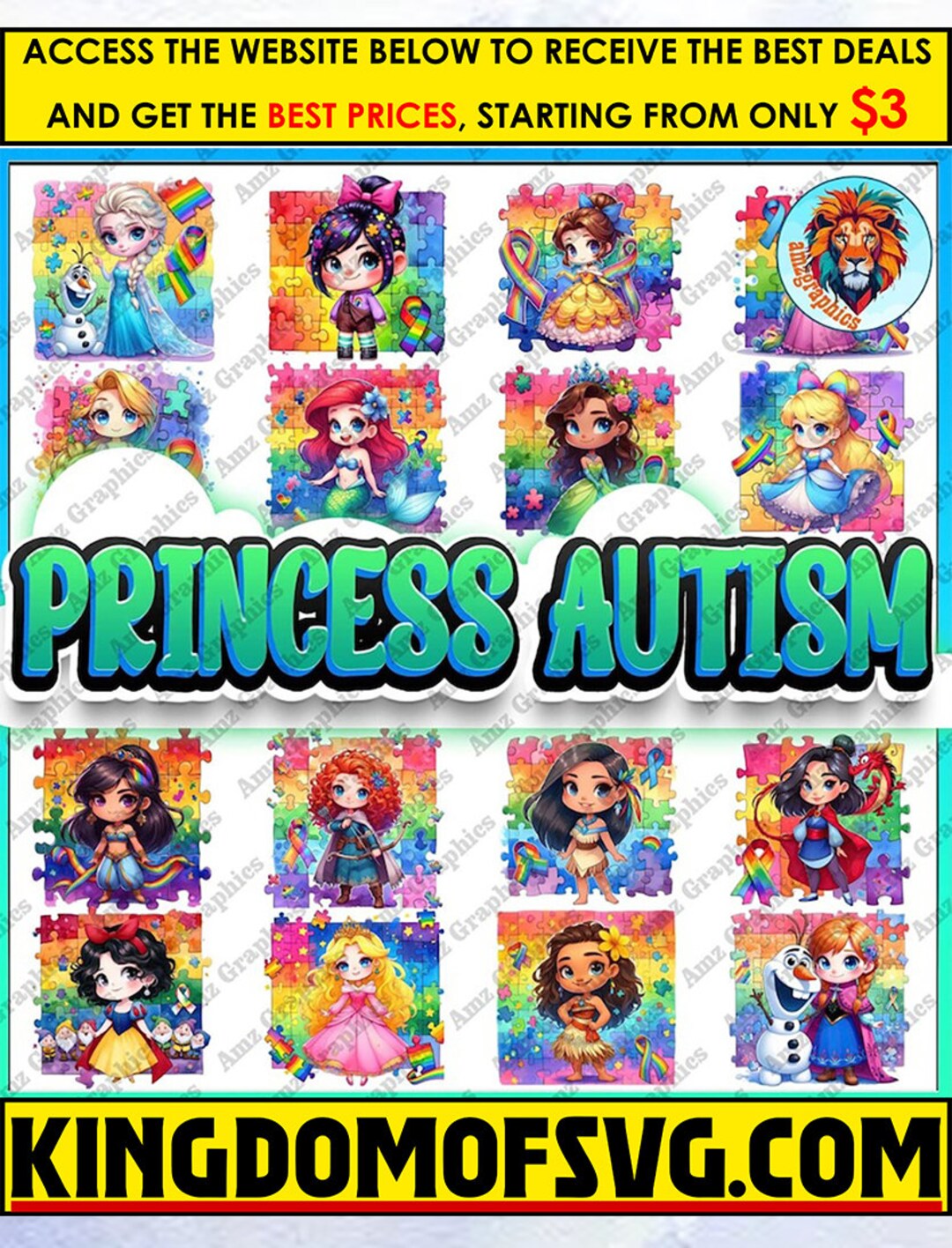 15 Autism Princess Png Bundle, Autism Awareness Png, Awareness Png, Be ...