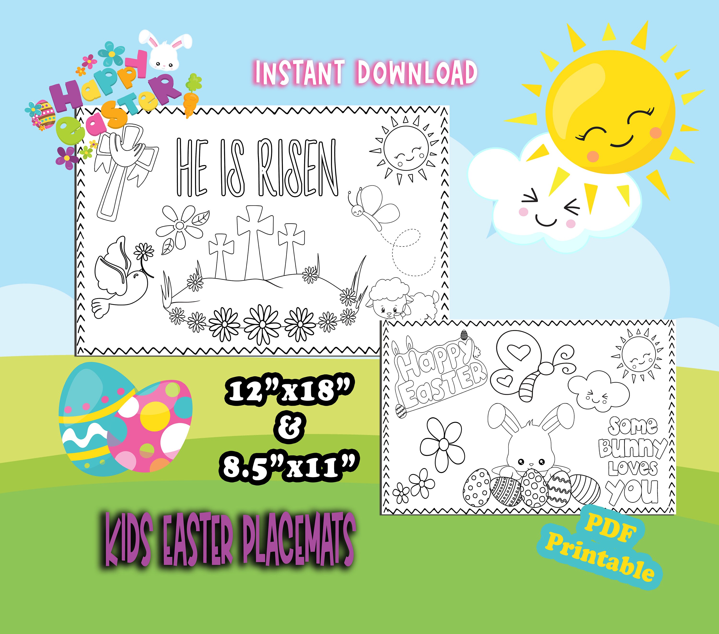 He is Risen/some Bunny Loves You Printable Easter Coloring Page ...