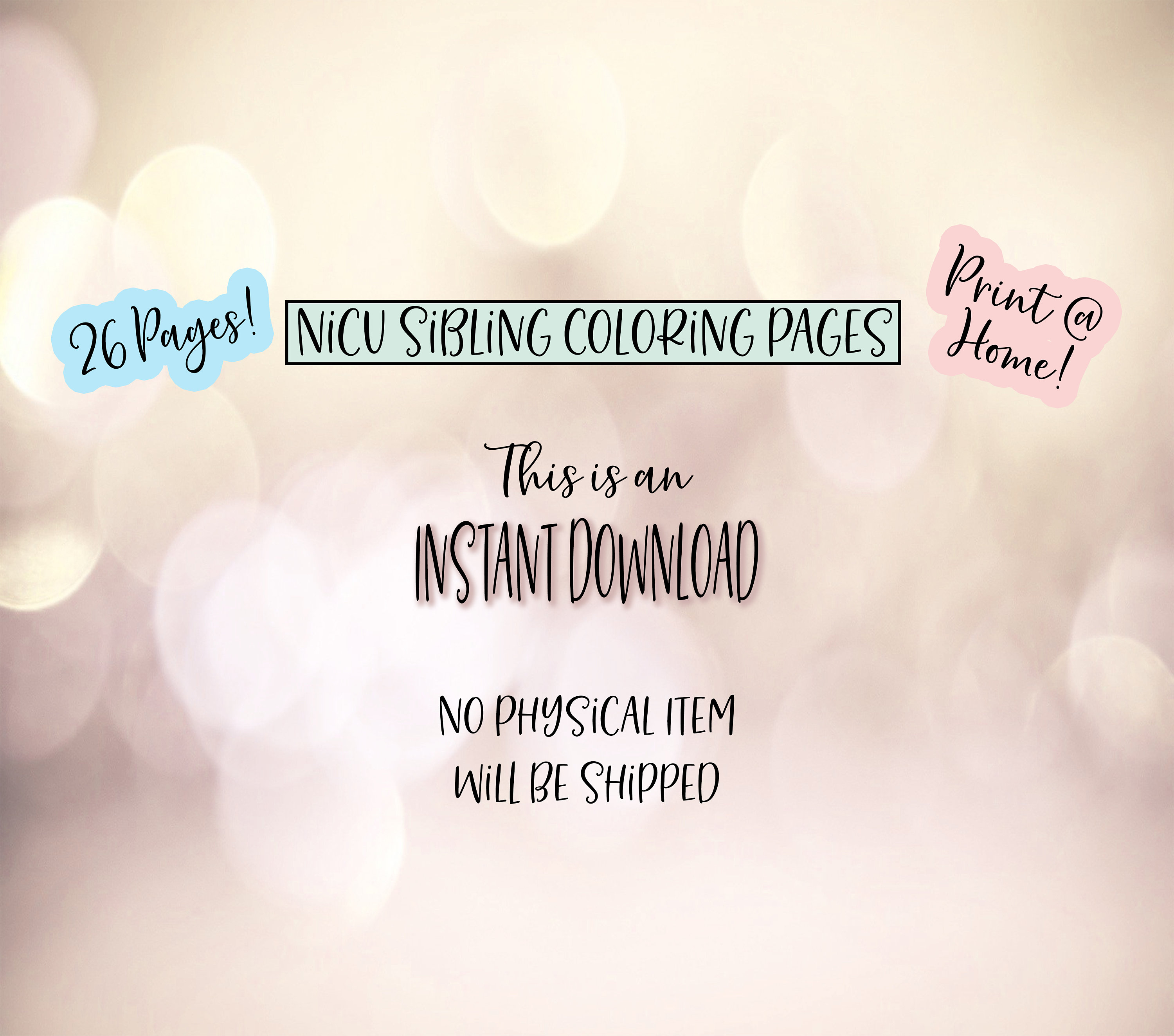 NICU Sibling Unicorn Digital Printable Coloring Pages | Neonatal ...