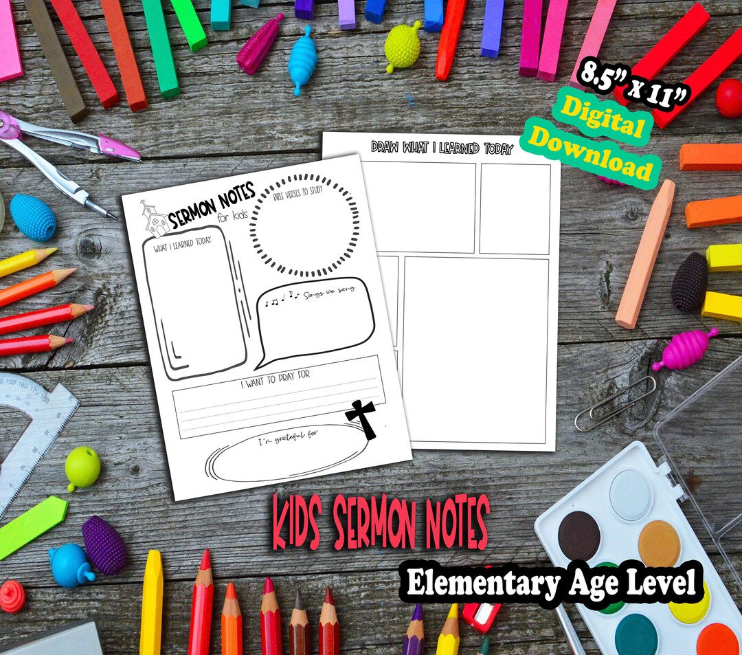 Sermon Notes for Kids Instant Download. Great Church Busy Book Pages ...