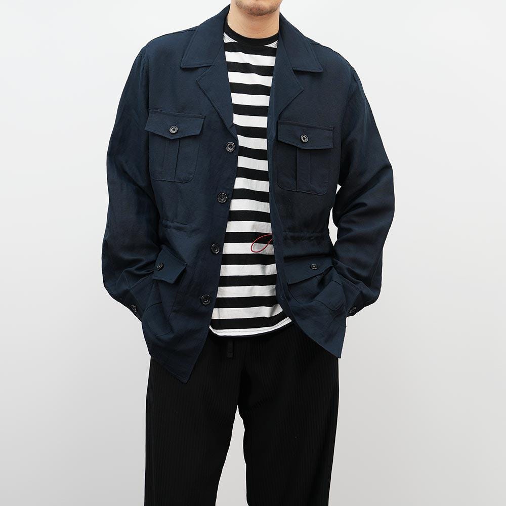 Men's Classic Spring Summer Linen Safari Jacket / Navy Color Summer ...