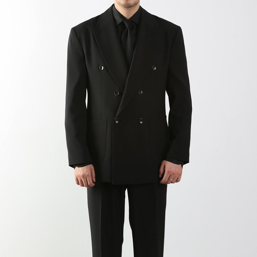 Classic Fit Men's Basic Double Breasted Suit Jacket in Black Color ...