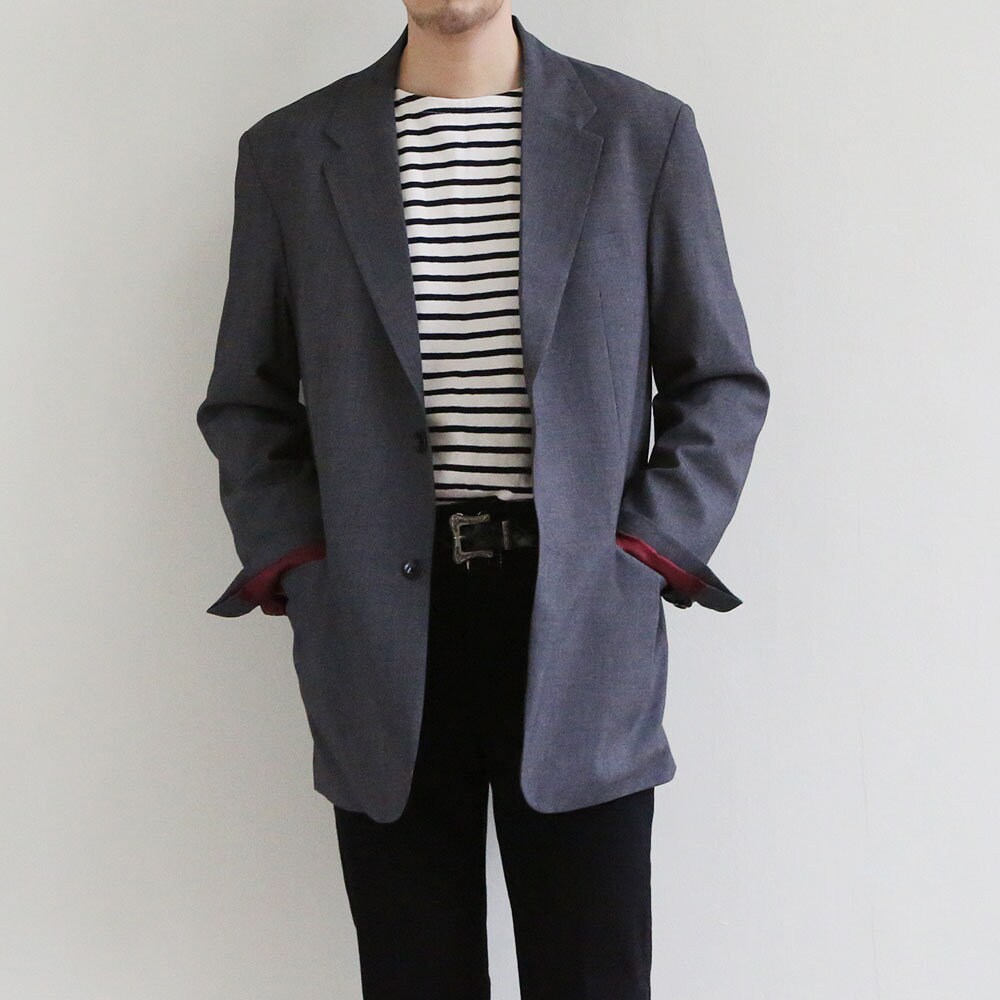 Basic Overfit Men's Single Suit Jacket in Gray Color / Single Breasted ...