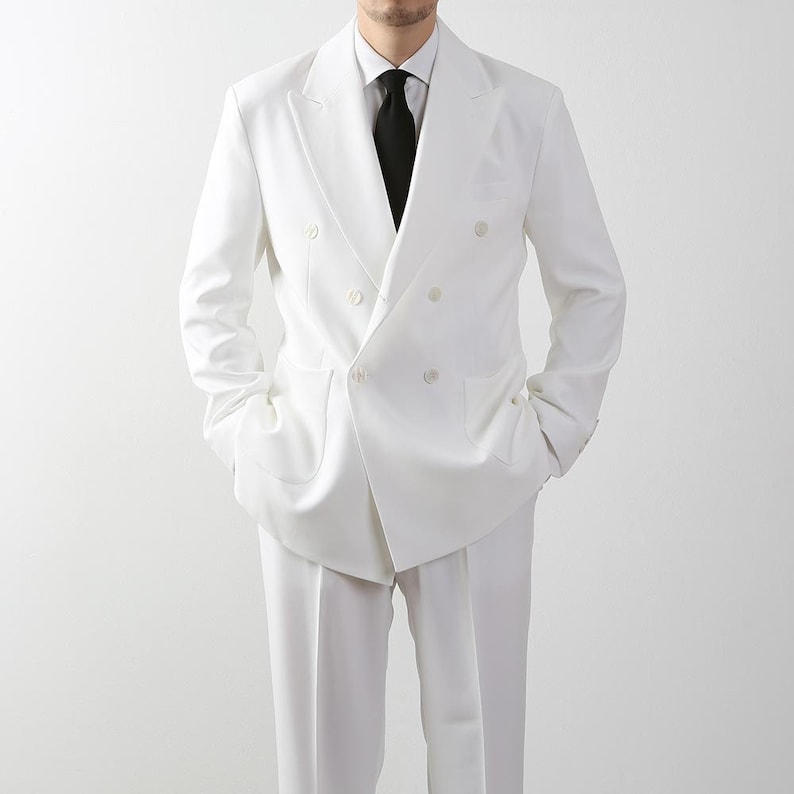 Classic Fit Men's Basic Double Breasted Suit Jacket in Ivory Color ...