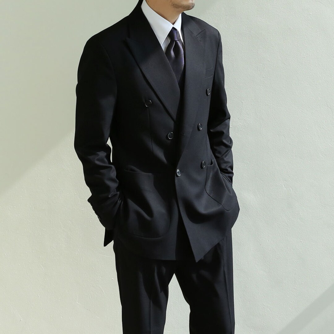 Basic Men's Double Breasted Suit Jacket in Black Color / Double ...