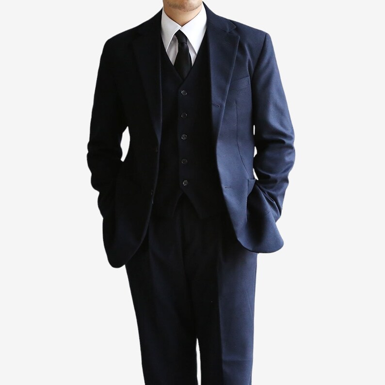 Classic Fit Men's Basic Wool Blend Suit Pants in Navy Color / Dress ...