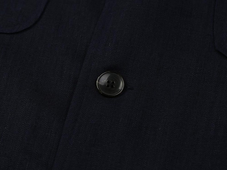 Men's Basic Spring Summer Linen Safari Jacket / Navy Color Summer Coat ...