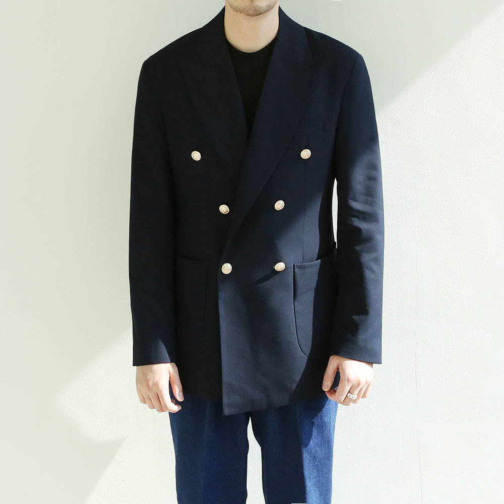 Basic Men's Gold Button Double Breasted Suit Jacket in Navy Color ...