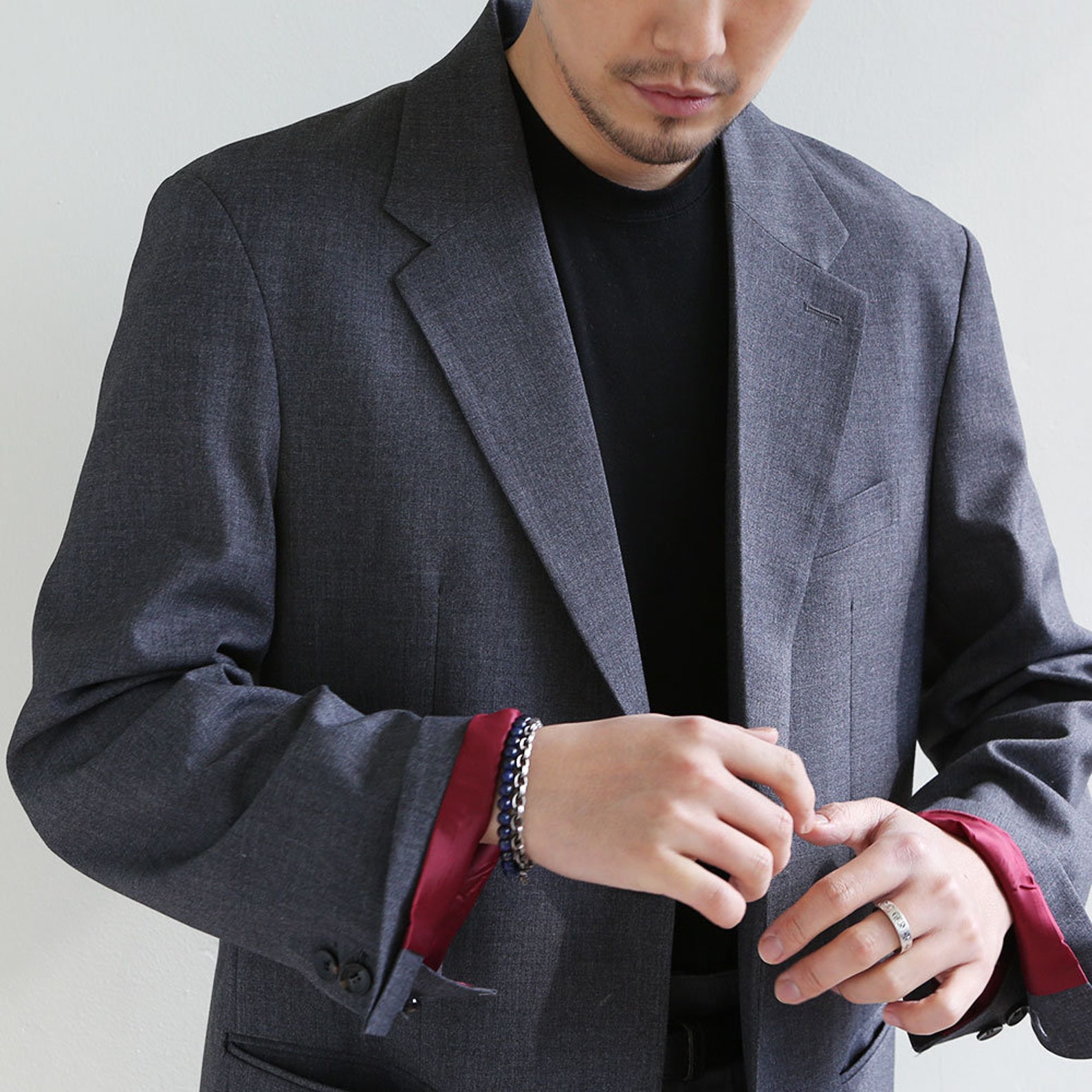Basic Overfit Men's Single Suit Jacket in Gray Color / Single Breasted ...